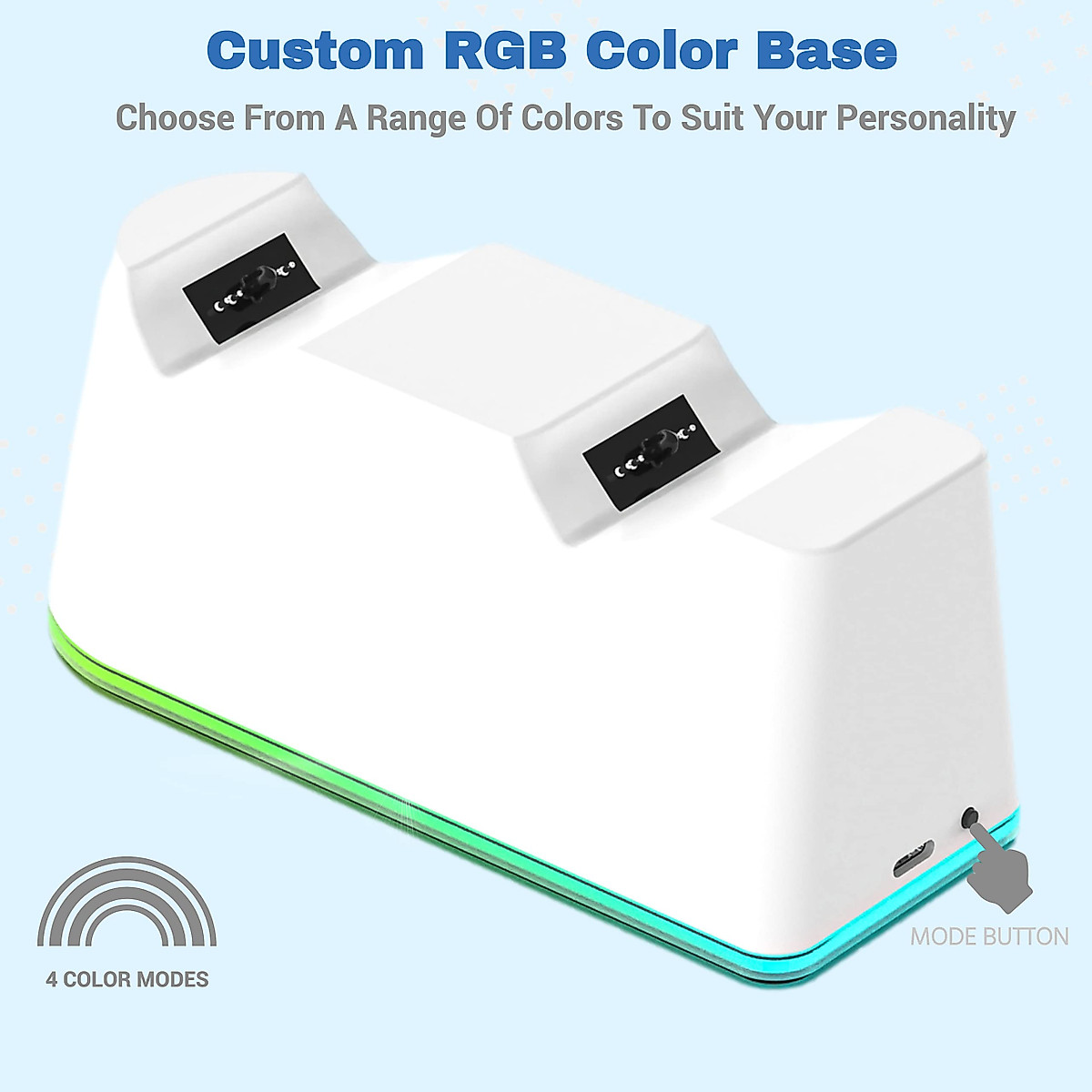 PS5 Charging Dock w/Fast 3A USB-C Power & RGB Base