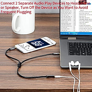 J&D 3.5 mm to 2 X 3.5 mm Cable, Gold Plated Copper Shell 1/8 inch TRS Female to 2 X 1/8 inch TRS Male Y Splitter Stereo Audio Adapter Cable Only Suitable for Switching, 2 Feet