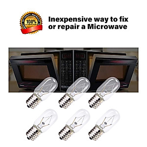 8206232A Microwave Light Bulb, T8 Microwave Exterior Light Bulb 25Watt Appliance Light Bulb Replacement Oven Part for 8206232A 1890433 8206232 AP4512653, 6Pack