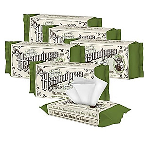 Asswipes from Fresh Body (6 Pack) - Fully Dispersible Bathroom Wipes with Aloe and Vitamin E. For Bathroom, Body, Adults, Baby, Feet and Face. Alcohol, Paraben, and Fragrance Free
