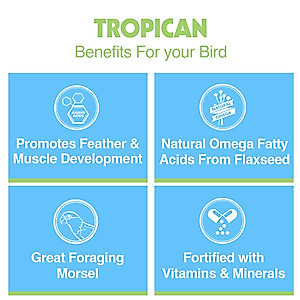 Hari Tropican Bird Food, Hagen Parrot Food Sticks with Peanuts & Sunflower Seeds, High Performance Formula, 8 lb Bag