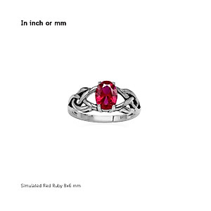 Silvershake Create Red Ruby Gemstone 925 Sterling Silver Celtic Knot Weave Solitaire Ring Jewelry July Birthstone Size 7