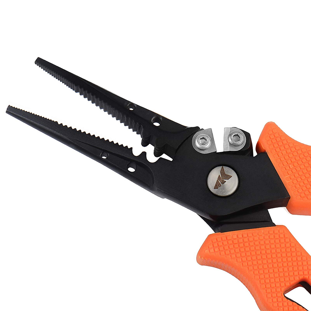 KastKing Cutthroat 7 inch Fishing Pliers, 420 Stainless Steel Fishing Tools, Saltwater Resistant Fishing Gear, Tungsten Carbide Cutters, 7" Straight Nose, Orange