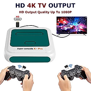 Kinhank Retro Video Game Console with built in 117000+Classic Games,Super Console X Pro Emulator Console for 4K HD TV, TV&Game Dual Systems,Up to 5 Players,LAN/WIFI,Dual Wireless Controllers,Best Gift