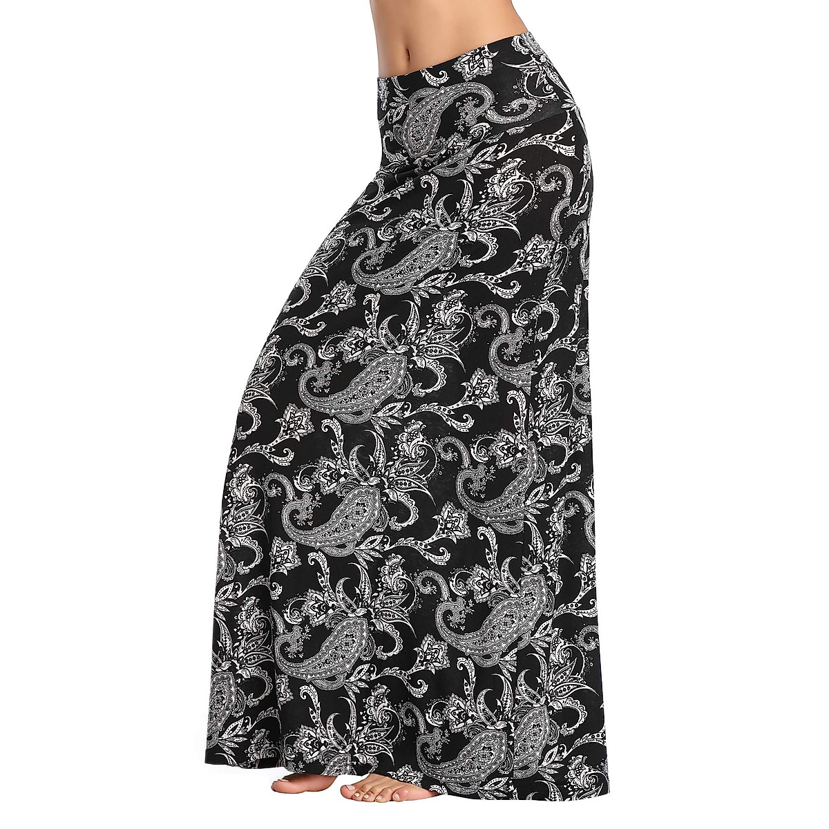 Urban CoCo Women's Stylish Spandex Comfy Fold-Over Flare Long Maxi Skirt (2XL, 5)