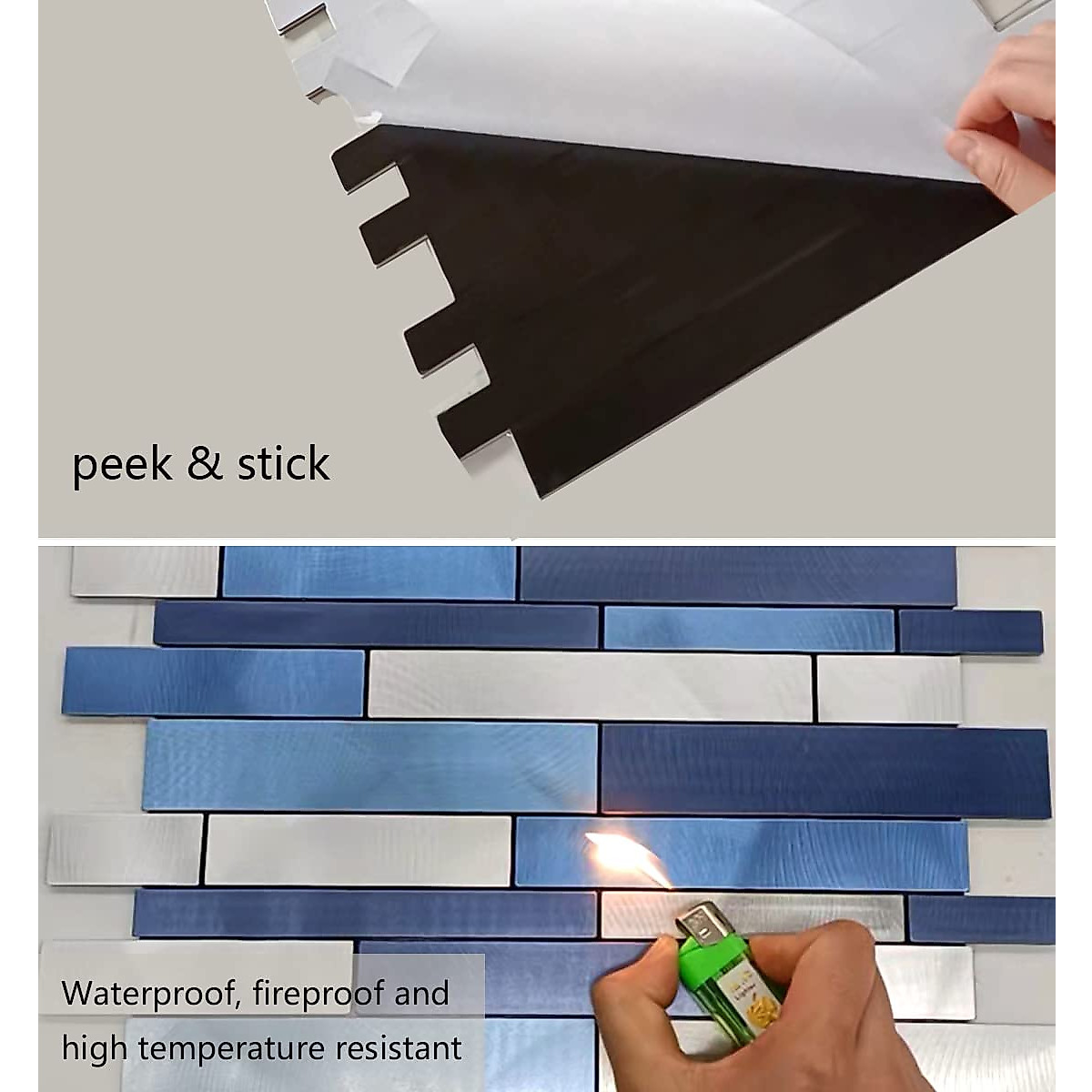 Weimeisc 10 Sheets Peel and Stick Backsplash Tile for Kitchen, Self-Adhesive Mosaic Tile, Stick on Bathroom Vanities，Fireplace Décor, Laundry Table(11.25" X 12.7") (Blue Series)