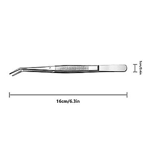 Stainless Steel Tweezers, with Curved Serrated Tip Multipurpose Tweezers Sewing Machine Tweezers Forceps for Craft Repairing (2PCS)