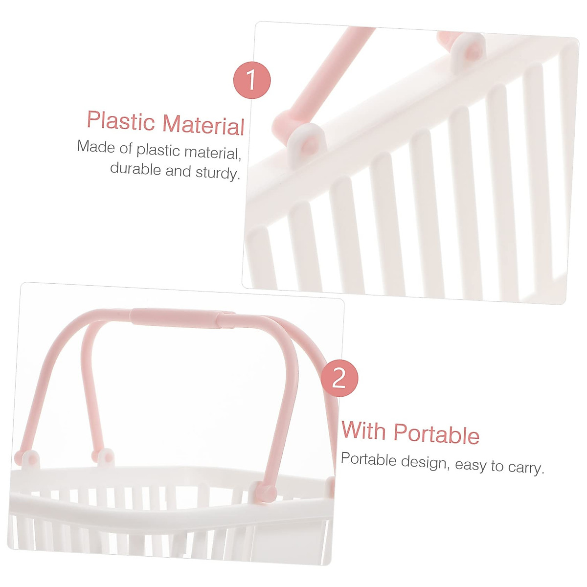 GRIRIW 3pcs White Plastic Laundry Hampers, Portable Storage Baskets with Handles, Mini Clothes Rack for Kids, Bathroom, Kitchen, Garden, Party Supplies