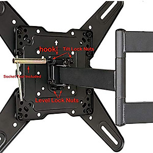 VideoSecu ML531BE2 TV Wall Mount kit with Free Magnetic Stud Finder and HDMI Cable for Most 26-55 TV and New LED UHD TV up to 60 inch 400x400 Full Motion with 20 inch Articulating Arm WT8