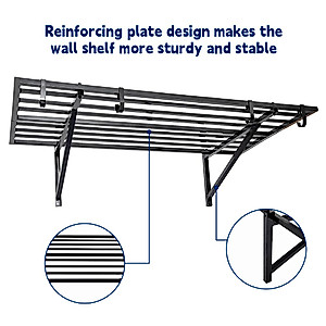 Yeeoy Garage Wall Shelves 2 Pack, 47" x 24" Heavy Duty Wall Mounted Shelving with Hooks, Bike Storage Rack Garage Tool Organizer, 400lbs Load Capacity (Total)