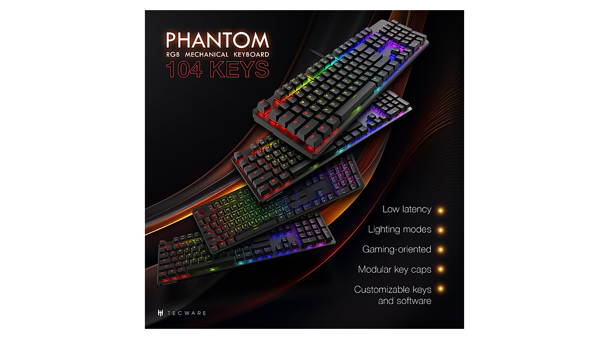 TECWARE Phantom RGB Mechanical Gaming Keyboard with Numpad
