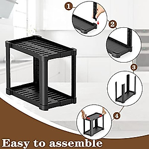 2 Pack Under Sink Organizers and Storage, 2 Tier Expandable Under Bathroom Cabinet Basket Storage Rack, Multi-purpose Storage Shelf for Bathroom Kitchen