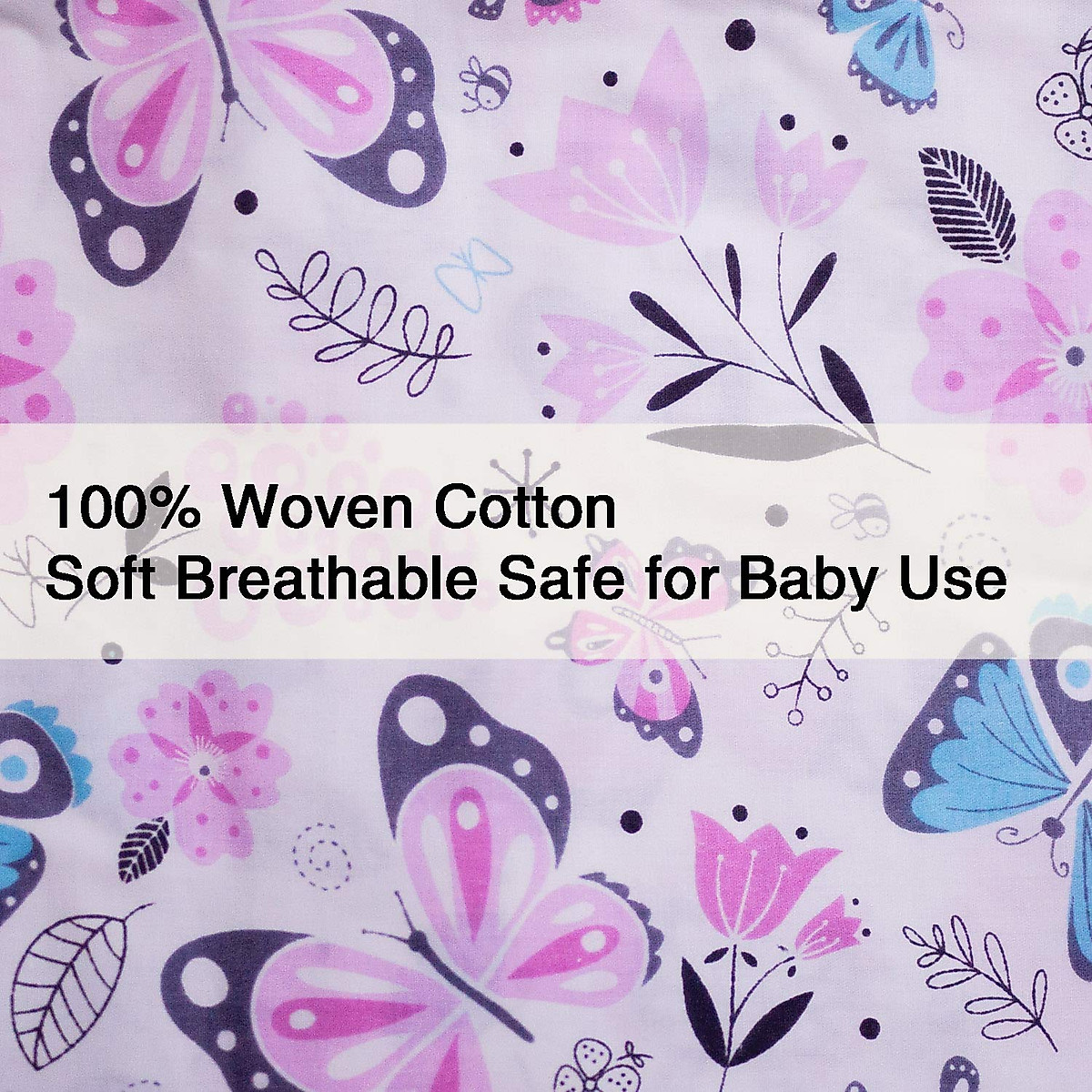 AMROSE Premium Cotton Butterfly Bassinet Sheets, Fit for Halo Bassinest Swivel Sleeper, 2 Pack Hourglass Bassinet Mattress Sheet Set for Girl, Soft Breathable Safe, Pink & Floral Butterfly Prints