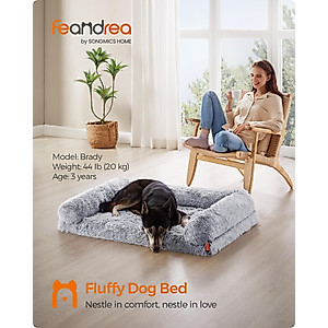 Feandrea Dog Bed, Orthopaedic Dog Sofa Bed for Medium Dogs, Waterproof Ped Bed with Removable Washable Cover, 36 x 27 x 9 Inches, Gray Ombré UPGW232G01