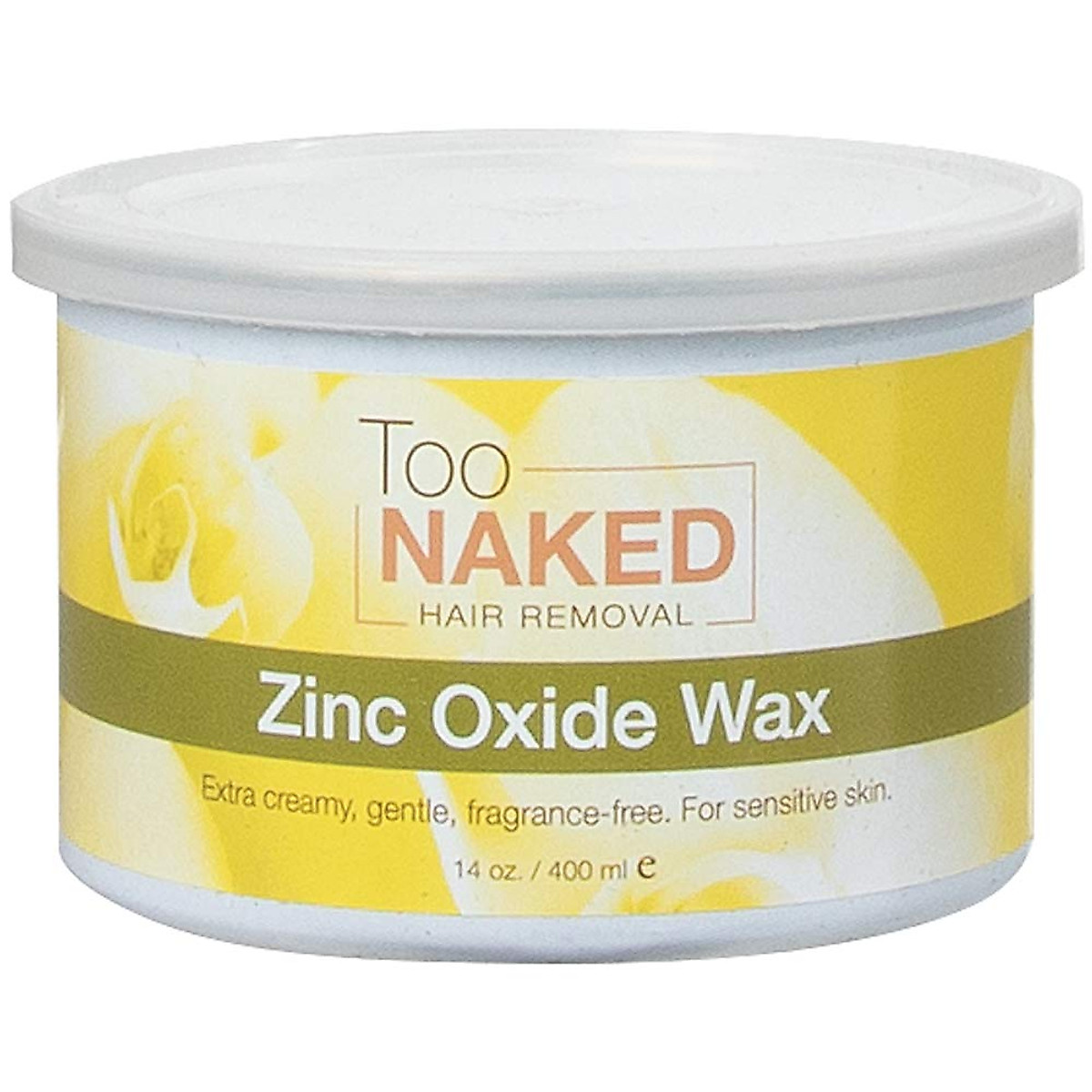 Too Naked Hair Removal Zinc Oxide Wax for Sensitive Skin, Extra Creamy, Non-Transparent Salon Wax, Fragrance-Free, 14 oz.