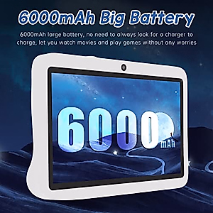 soobu Tablet, 7in Kids Tablet Large Storage Capacity IPS HD Display 5GWifi Dual Band White for Reading (White)