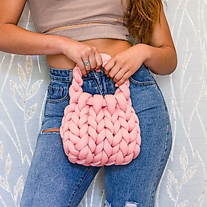 TUCO DEALS Ultra Soft 2.2 LBS (1kg) Chunky Yarn for Hand Knitting, Lush Velvet Fabric Tube Yarn to Make Handbags, Pillows, Blankets, Crafts (Grey)