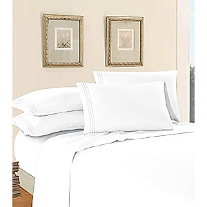 Elegant Comfort Luxury Soft 1500 Thread Count Egyptian 4-Piece Premium Hotel Quality Wrinkle Resistant Coziest Bedding Set, All Around Elastic Fitted Sheet, Deep Pocket up to 16inch, Queen, White