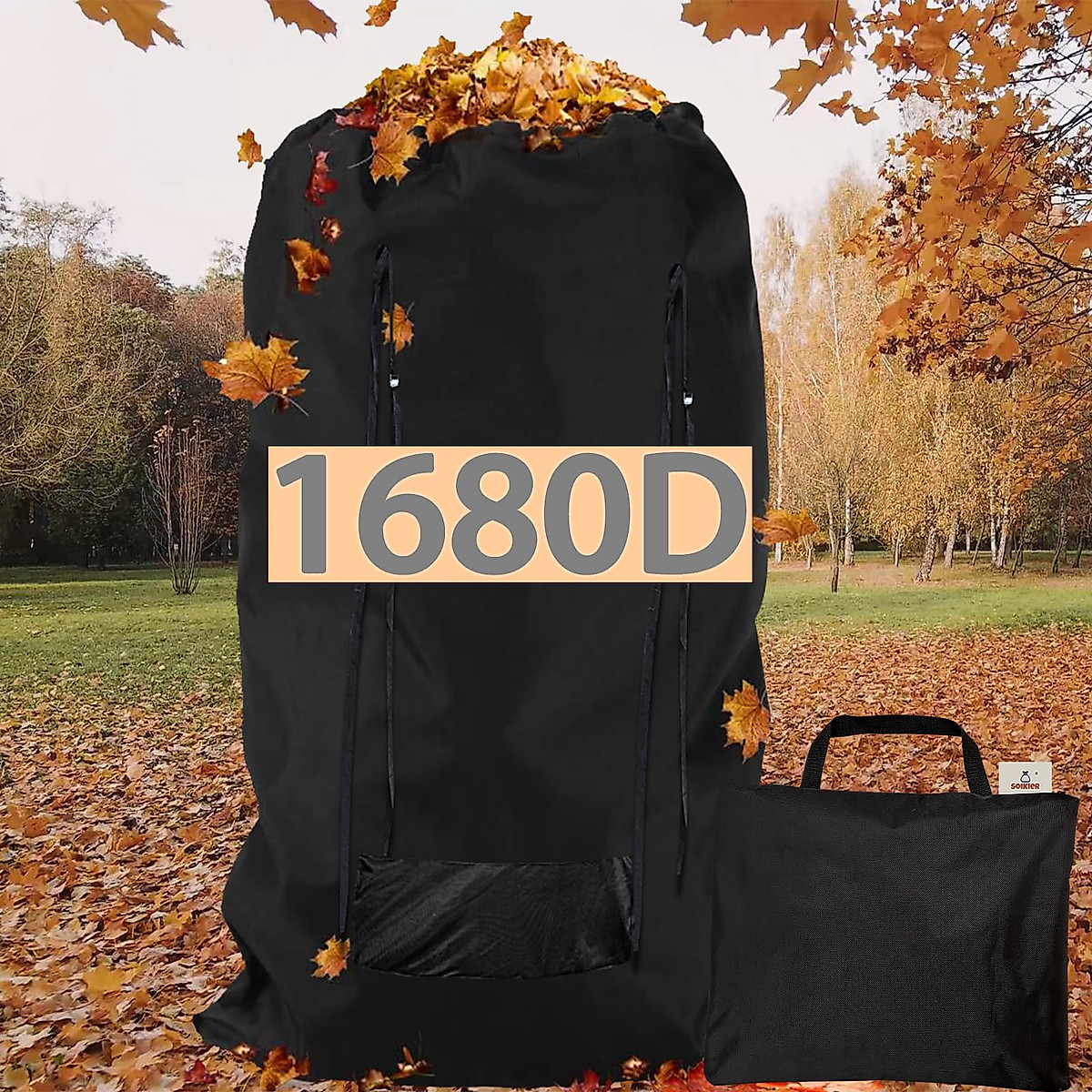 Soikier 1680D Anti-Tear Lawn Tractor Leaf Bag, Waterproof Leaf Bag for Riding Lawn Mower with Side Zipper and Mesh for No Dust Blow Back, Fast & Easy Leaf Collection (54 Cu. Ft, 96"×56")