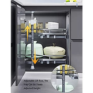 Blind Corner Cabinet Pull Out Organizer, Blind Corner Kitchen Cabinet Soft Close 2 Tiers Swing Tray Lazy Susan Shelf for 36inch Cabinets, Right Open