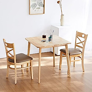 Livinia Canberra 27.6" Square Wooden Dining Table/Mid Century Modern Malaysian Oak Kitchen Table (Natural-Oak) Table Only