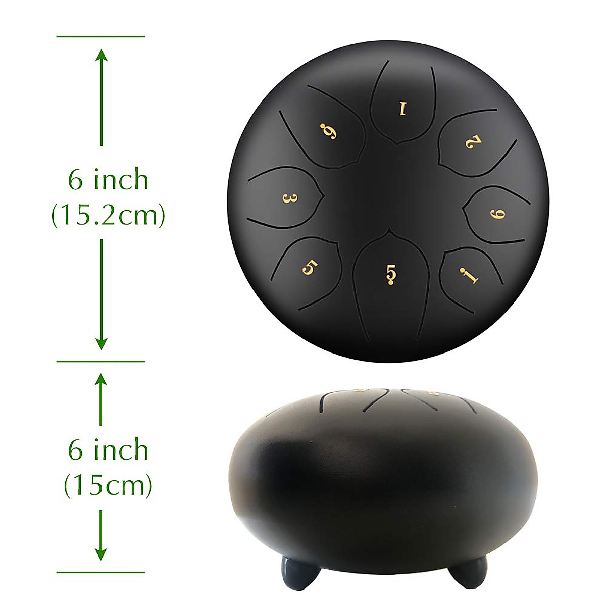 Luvay Steel Tongue Drum - 6 inches 8 Notes - Percussion Instrument - with Pouch, Book, Mallets, Finger Picks