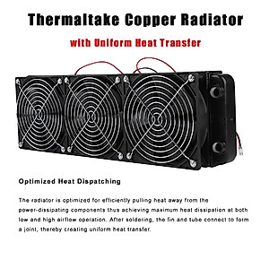 ASHATA CPU Water Cooling Radiator 18 Pipe Aluminum Heat Exchanger for Computer PC CPU Water Cool System, Water Cooling Drain Row with Fan Radiator, 120mm x 360mm