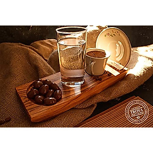 Handmade Wooden Coffee Table Tray, Housewarming Gift for Your Loved Ones, Tea Tray & Coffee Serving Tray, Coffee Decor for Coffee Gifts, Ottoman Tray for Turkish Coffee Set, Solid Troya Olive Wood
