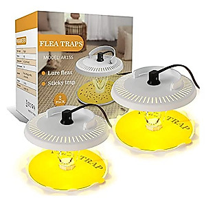 Redeo Flea Trap 2 Pack Sticky Dome Bed Bug Traps with 4 Light Bulbs and 8 Sticky Glue Boards, Odorless Non-Toxic Flea Light Traps for Inside Your Home Safe for Kids & Pets