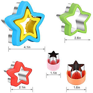 MUYIYAMEI Star Cookie Cutters Set Sandwich Cutter and Sealer Five-Pointed Star Cutter Star Shaped Cookie Cutter Biscuit Molds Fondant Cake Cheese Cutter Pastry Mold Bakeware Tools (Assorted Sizes)