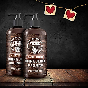 Viking Revolution Majestic Oud Mens Shampoo and Conditioner Set with Biotin and Jojoba Oil - Natural Hair Shampoo and Hair Conditioner for Men with Vitamin B5 - Mens Shampoo for Thinning Hair (17Oz)