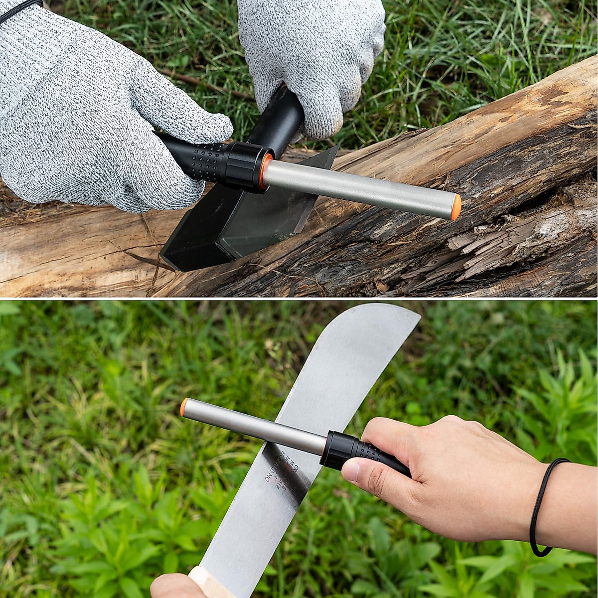 SHARPAL 178N 3-In-1 Blade Sharpener | 4-Inch 600 Grit Diamond Sharpening Rod | Sharpen All Knife and Tool with Straight Edge, Serration & Hooks | Pocket Knife Sharpener | Durable Aluminum Handle