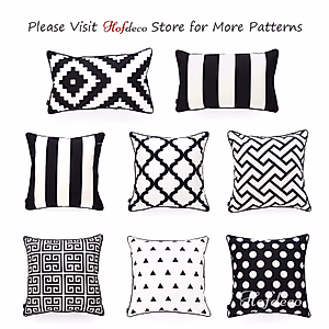Hofdeco Decorative Lumbar Pillow Cover ONLY Indoor Outdoor Water Resistant Canvas Modern Black Stripes 12"x20"