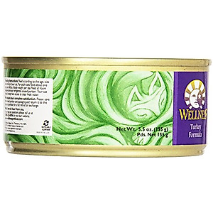 Wellness Natural Pet Food Complete Health Grain Free Wet Canned Cat Food, Turkey, 5.5 Ounce (Packaging may vary)