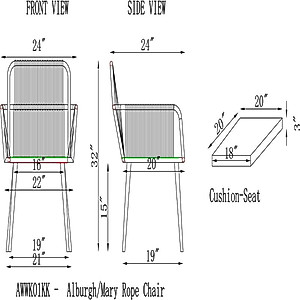 Alburgh All-Weather Outdoor Rope Armchairs with Light Gray Cushion for Modern Patio Furniture, Set of Two, Weather-resistant & Weatherproof for Indoor/Outdoor, Patio, Backyard, Deck