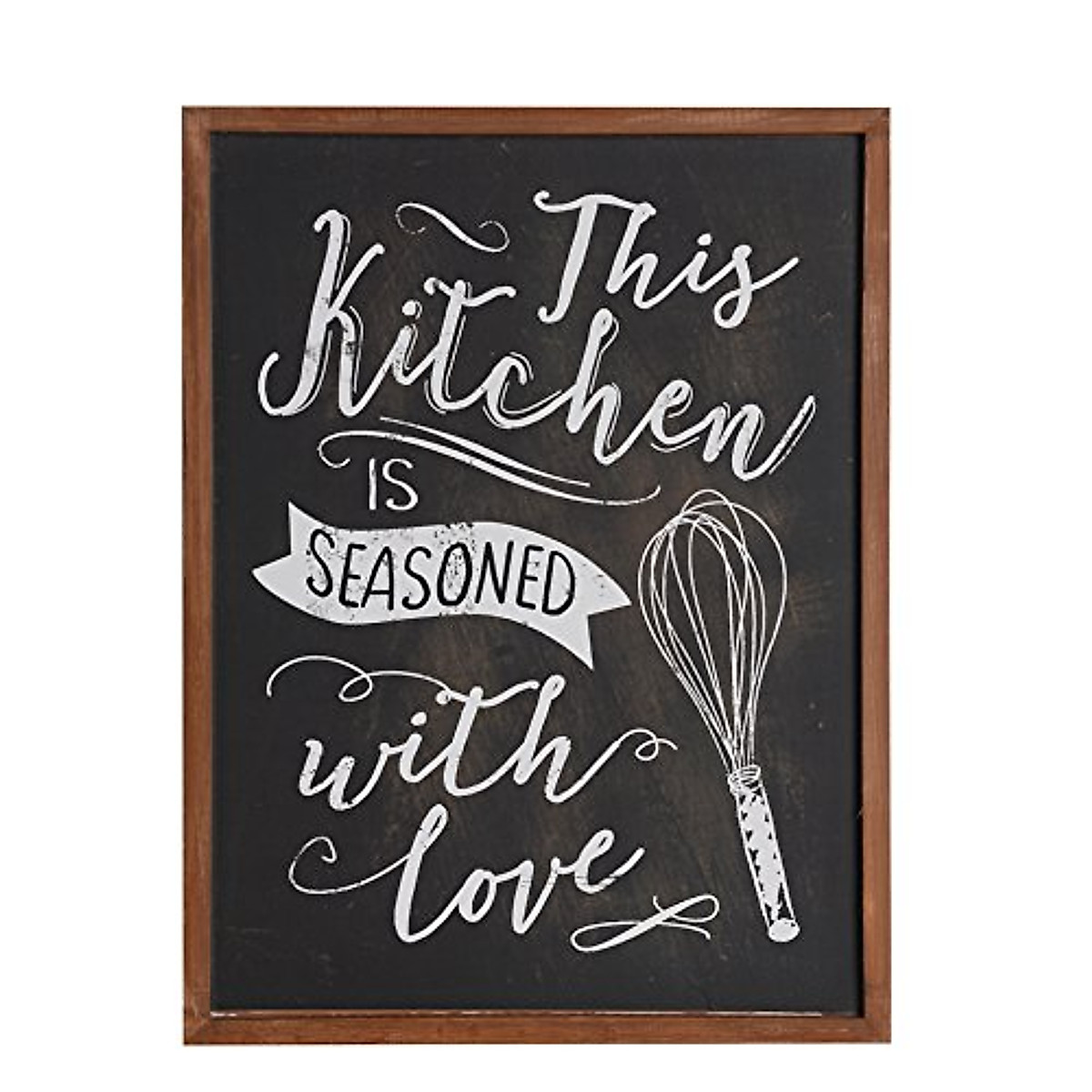 NIKKY HOME Kitchen Wall Art Decor Wood Framed Chalkboard Sign Poster Print with Quote This Kitchen is Seasoned with Love, 16'' x 12'', Black