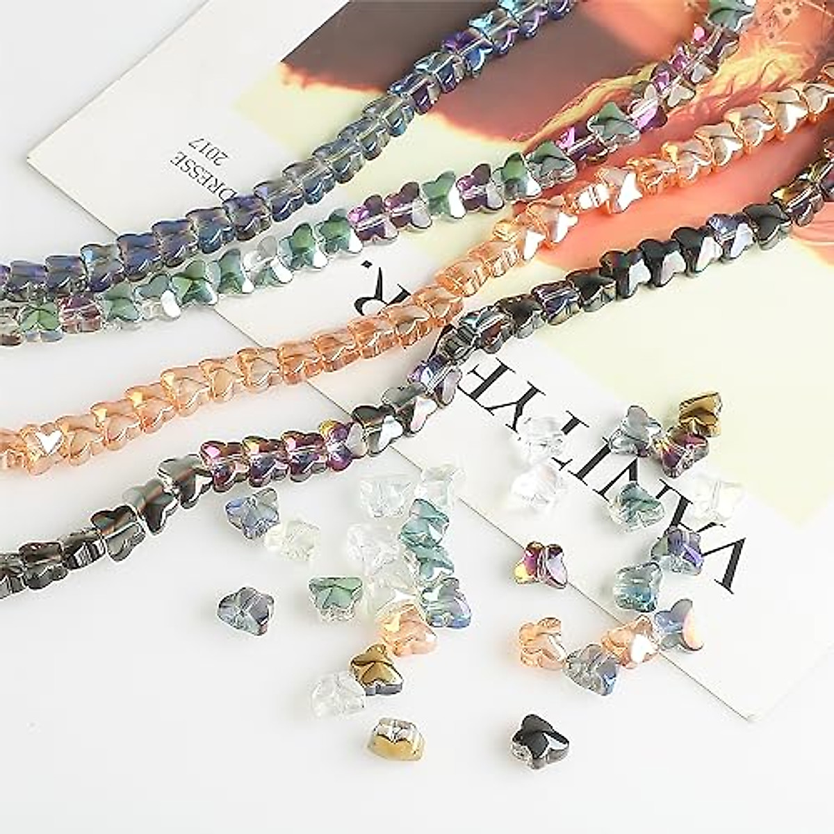 Rired 27 Butterfly Beads Charms for Jewelry Making, 200pcs 8mm(0.32") Small Glass Beads for Crafts, Colorful Cute Spacer Pony Beads for Bracelet Charms, Necklace, Earring, Head Jewelry…