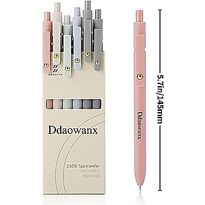 Ddaowanx Gel Pens, 6 Pcs 0.5mm Quick Dry Black Ink Pens Fine Point Smooth Writing Pens, Cute Office School Supplies Gifts for Women