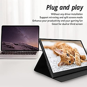 Hosi Portable Monitor, Split Screen Mode Laptop Monitor Support Micro USB USBC Mini HD Multimedia Interface for Playing Games
