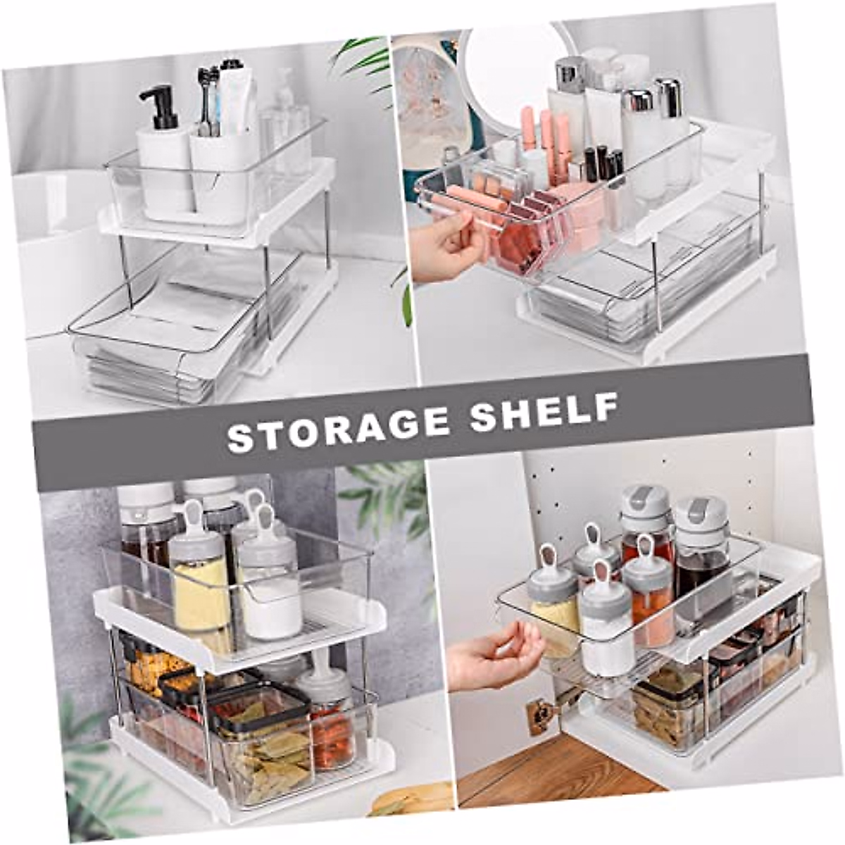 Cabilock Sliding Rack Makeup Organizer Box Storage Dresser Desk Vanity Storage Drawers Organizer Under Sink Organizer Bathroom Organizer Cosmetics Display Shelf Kitchen Rack Bathroom Tray
