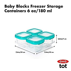 OXO Tot Baby Blocks Freezer Storage Containers Teal (4 Oz)