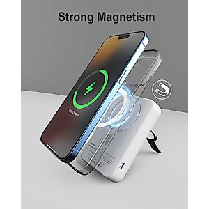 ZEROLEMON Magnetic Portable Charger, MagJuice+ 10000mAh Wireless Battery Pack with Stand, Compatible with MagSafe, 20W Power Bank for iPhone 15 Pro Max/12/13/14 Series, Apple Watch, AirPods - White