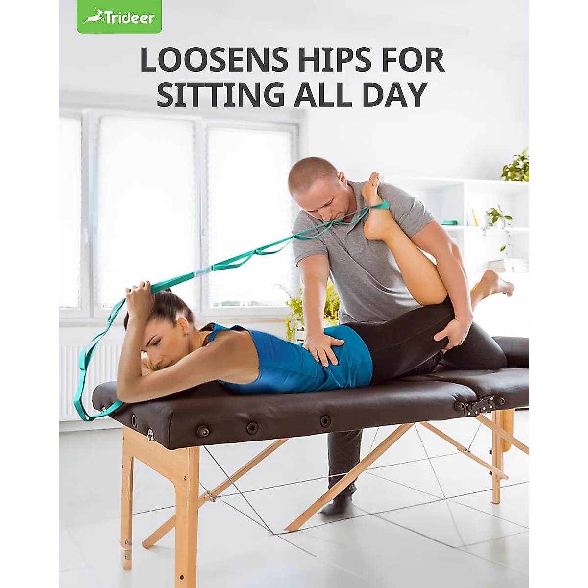 Trideer Stretching Strap Yoga Strap Yoga Band for Physical Therapy, 10 Loop Non-Elastic Yoga Straps for Stretching, Pilates, Exercise & Dancing, Stretch Band with Aesthetic Packaging for Women & Men