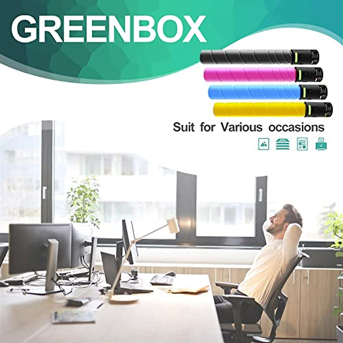 GREENBOX Remanufactured TN321 TN322 TN220 TN221 TN323 Toner Cartridge Replacement for TN321 TN-321 Konica Minolta BizHub C224e C364e C284e C224 C284 C364 Printers (27,000 Pages, KCMY, 4-Pack)