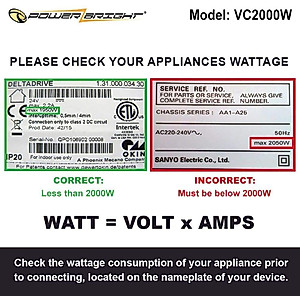 PowerBright Step Up & Down Transformer, Power ON/Off Switch, Can be Used in 110 Volt Countries and 220 Volt Countries, Convert from 220-240 Volt to 110-120 Volt & from 110-120 Volt to 220-240 (2000W)