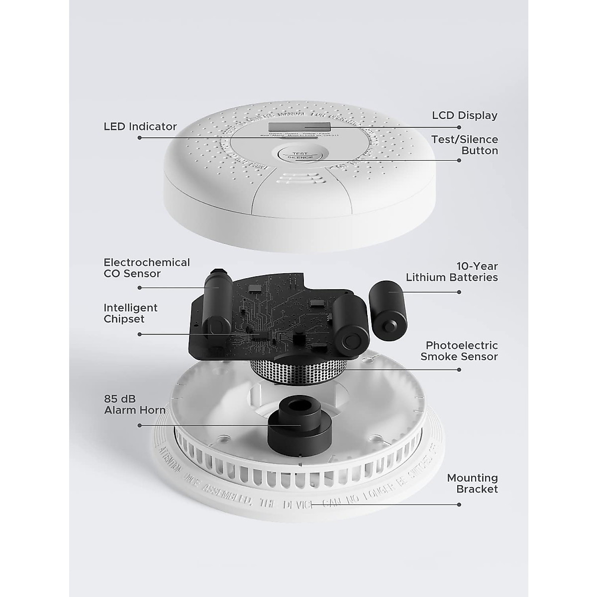 X-Sense 10-Year Battery Smoke and Carbon Monoxide Alarm with Display, Dual Sensor Smoke CO Alarm, Auto-Check, SC01, Pack of 1