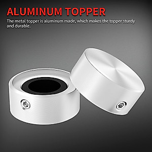 DaierTek Footswitch Topper Metal Foot switch topper with 2 Set Screws Rubber Insert Pedal Buttons Cap Silver for Guitar Effect Pedal Stomp Foot Switch -8Pcs