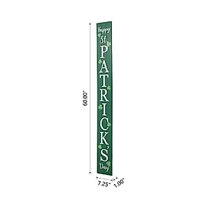 Glitzhome 60"L Wooden St. Patrick's Porch Sign, Happy St Patrick's Day Vertical Porch Decor for Home Front Door Yard Party