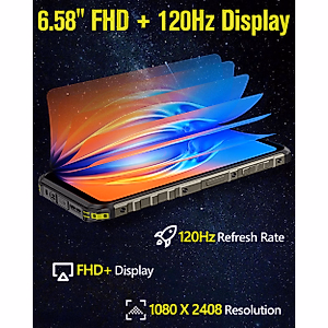 Ulefone Armor 22 Rugged Cell Phone Android 14, Up to 16+256GB, 64MP Night Vision Camera, 64MP Main Camera, 6600mAh, 120Hz Display, 4G LTE Smartphone (Black)