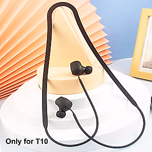 smaate Anti-Lost Strap Compatible with TOZO T10 Earbuds, Soft Silicone Cord for Sports, Black